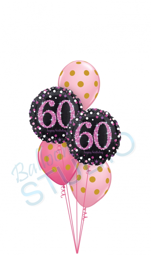 60th Pink Birthday Bouquet balloons vancouver JC Balloon Studio