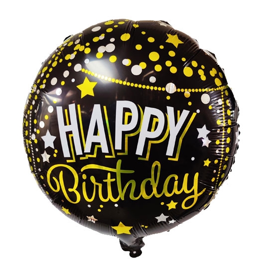 Black Happy Birthday Shiny Star Balloon balloons vancouver JC Balloon ...