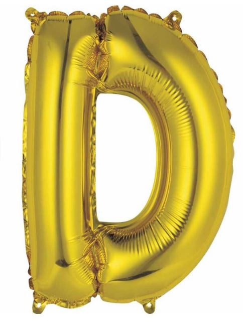 Block Letter Gold Balloon - Letter D balloons vancouver JC Balloon Studio