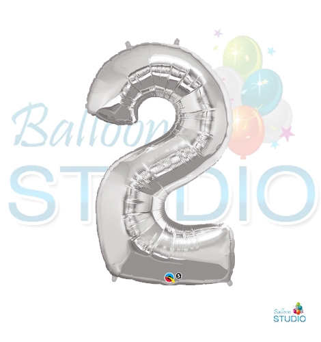 Silver Balloon Number 2 balloons vancouver JC Balloon Studio