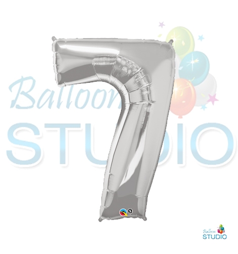 Silver Balloon Number 7 balloons vancouver JC Balloon Studio