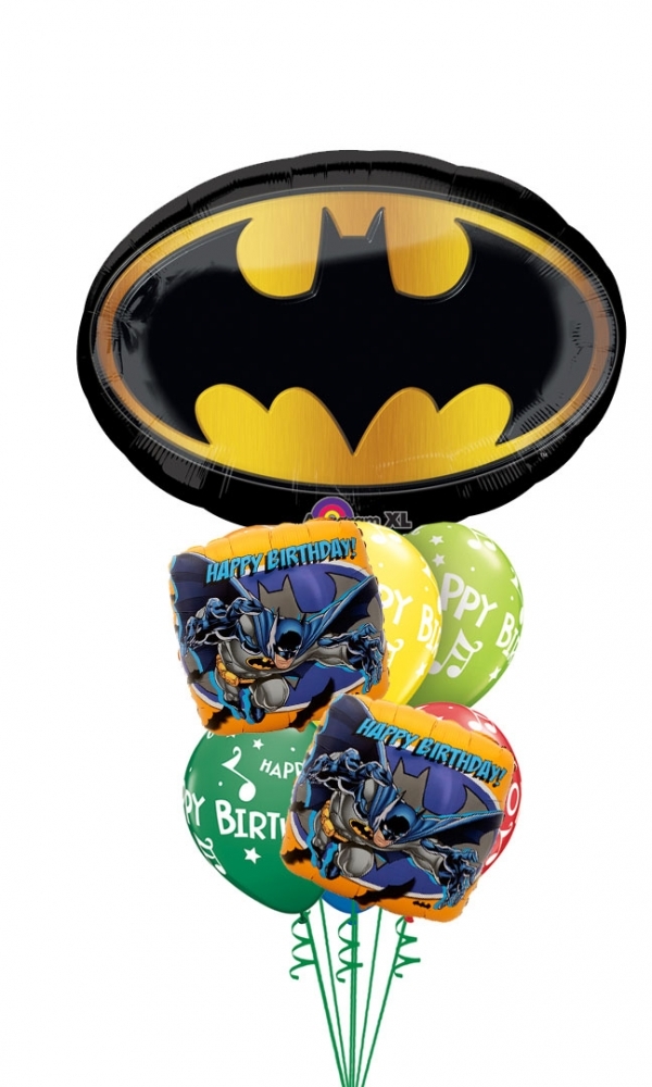 Batman Emblem Birthday Bouquet 8 balloons vancouver JC Balloon Studio