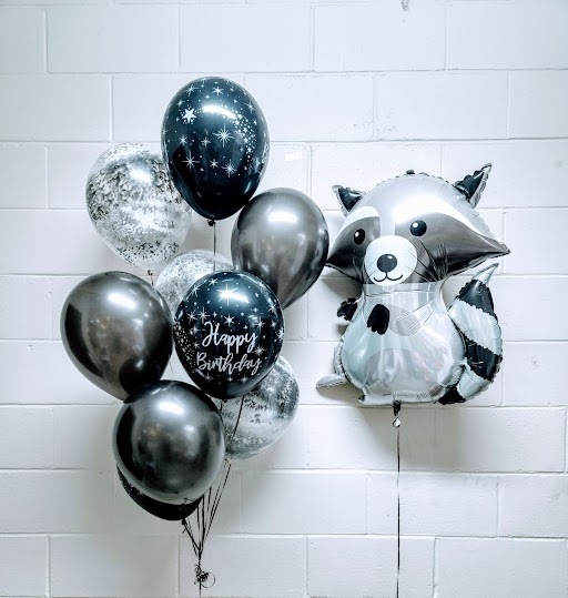 Birthday Black Fantasy Balloon Bouquet With Raccoon balloons vancouver ...