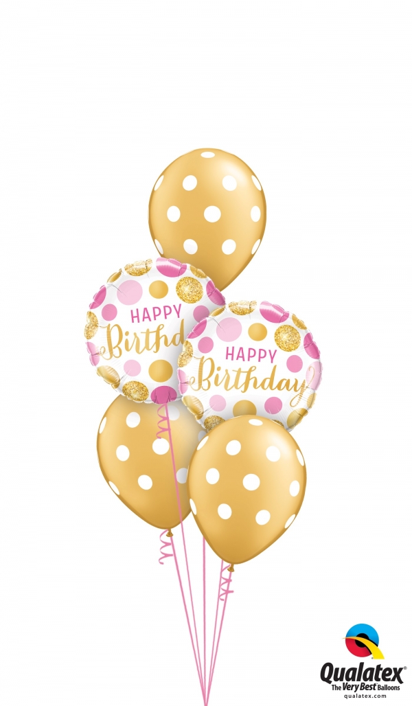 Birthday Polka Dots Bouquet 5 balloons vancouver JC Balloon Studio