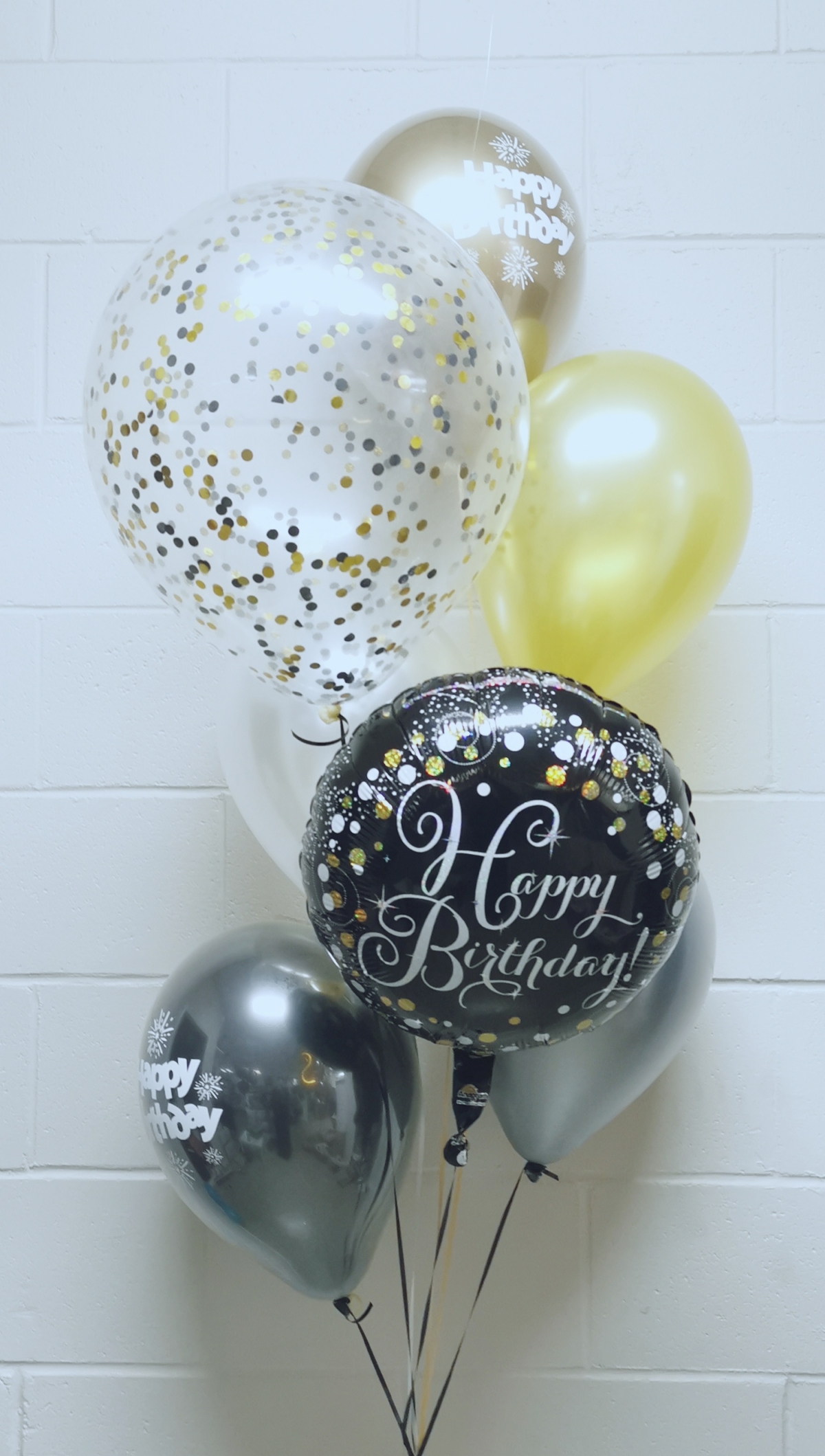 Black & Gold Ombre Blush Confetti Bouquet balloons vancouver JC Balloon ...