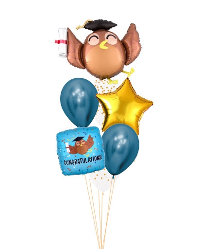 Chrome Graduation Owl Congratulations Balloon Bouquet balloons ...