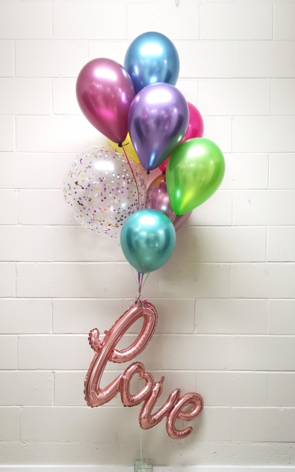 Rose Gold Confetti bouquet balloons vancouver JC Balloon Studio