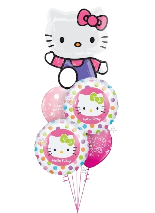 Cute Hello Kitty Balloon Bouquet 4 balloons vancouver JC Balloon Studio