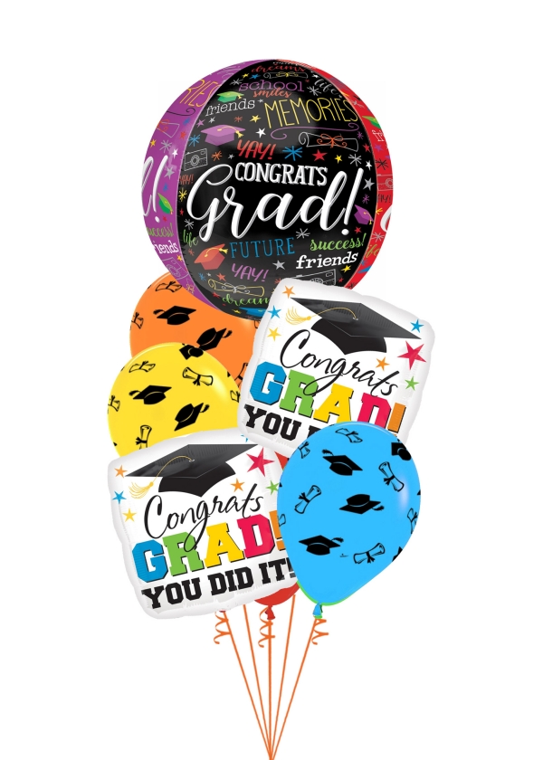 Graduation with Color caps bouquet balloons vancouver JC Balloon Studio