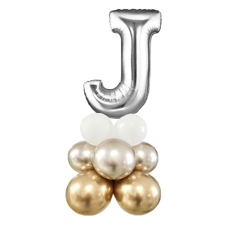 Letter J Balloon 55inch Standup Silver balloons vancouver JC Balloon Studio