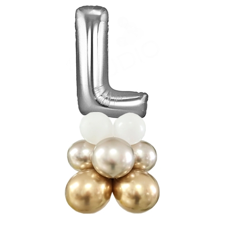 Letter L Balloon 55inch Standup Silver balloons vancouver JC Balloon Studio