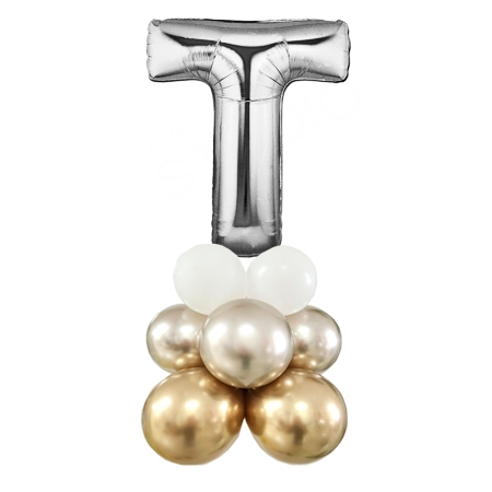 Letter T Balloon 55inch Standup Silver balloons vancouver JC Balloon Studio