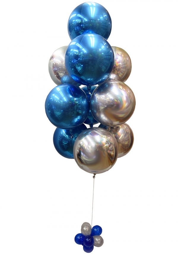 Orbz Blue and Silver Bouquet balloons vancouver JC Balloon Studio