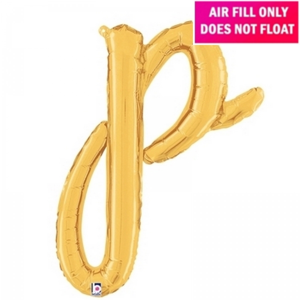 Script Letter Gold Balloon - Letter p balloons vancouver JC Balloon Studio