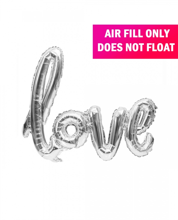 Silver Script Balloon Banner Love balloons vancouver JC Balloon Studio