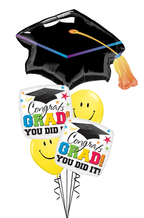 Smile Congrats Grad Graduation Cap Balloon Bouquet balloons vancouver ...