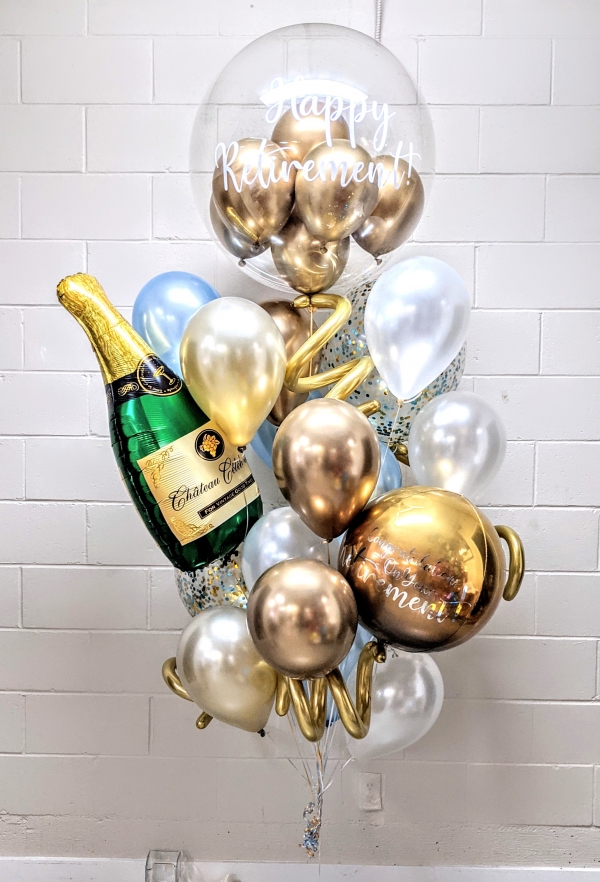 So Pretty Retirement Balloon Bouquet With 2 Custom Prints HG balloons ...