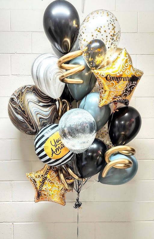 Supreme Unique Black and Gold Congratulations You Are Amazing Balloon Bouquet balloons vancouver ...
