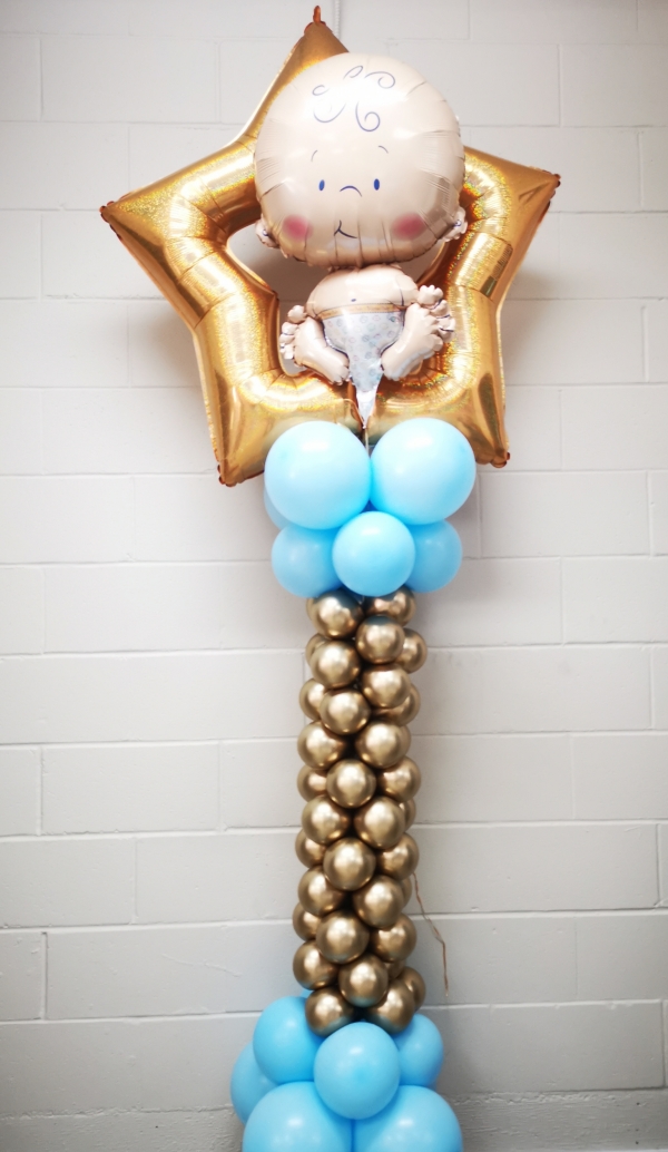 Twinkle Twinkle Baby Star Column Blue balloons vancouver JC Balloon Studio